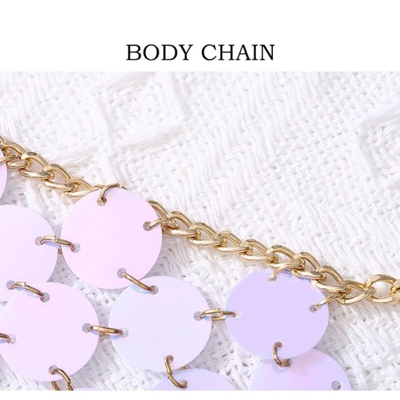 Accessories | Pink Sequins Tassel Holographic Crystal Bra Sparkly Body ...